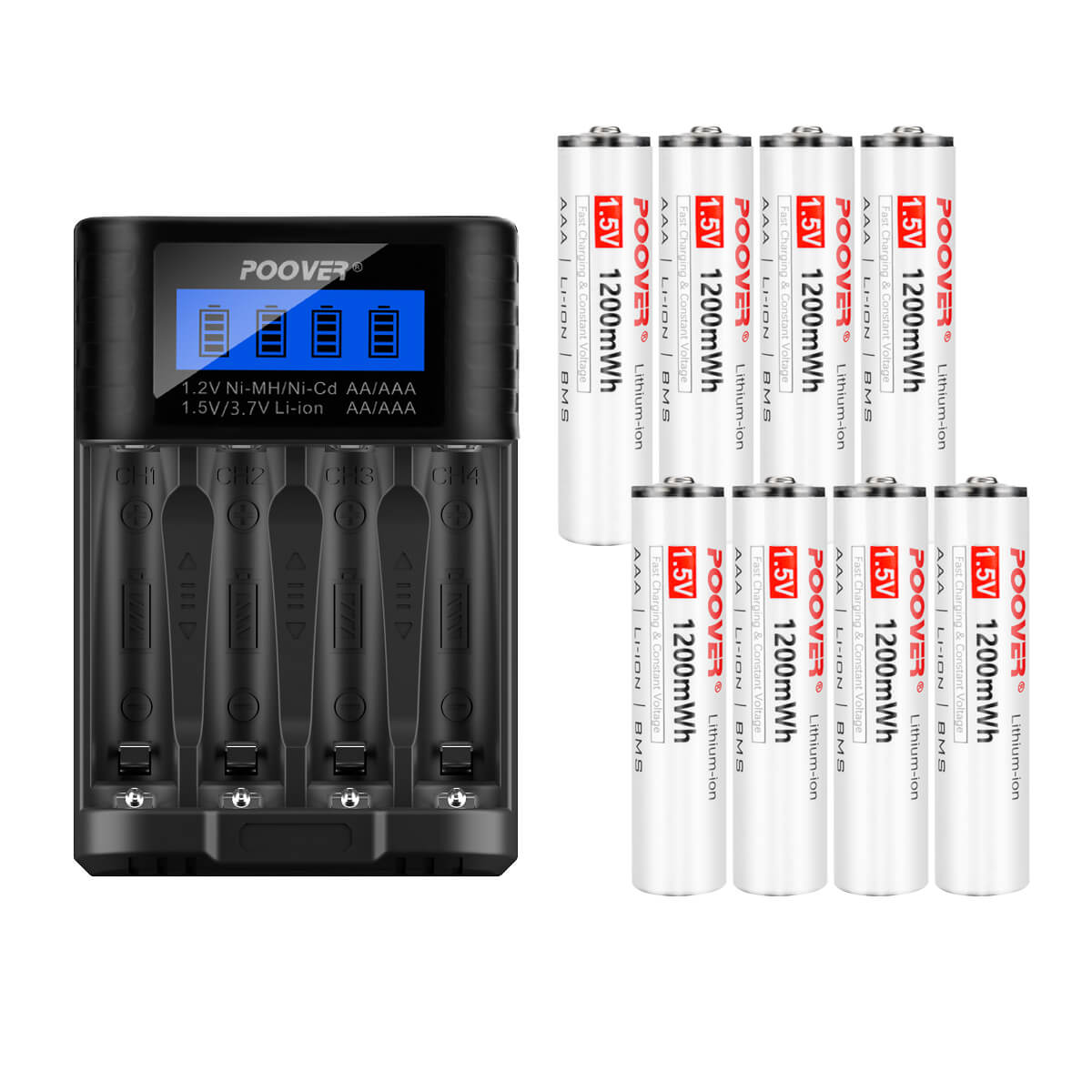 POOVER 1.5V AA AAA Lithium ion Batteries 3200mwh 1200mWh– POOVER.TECH