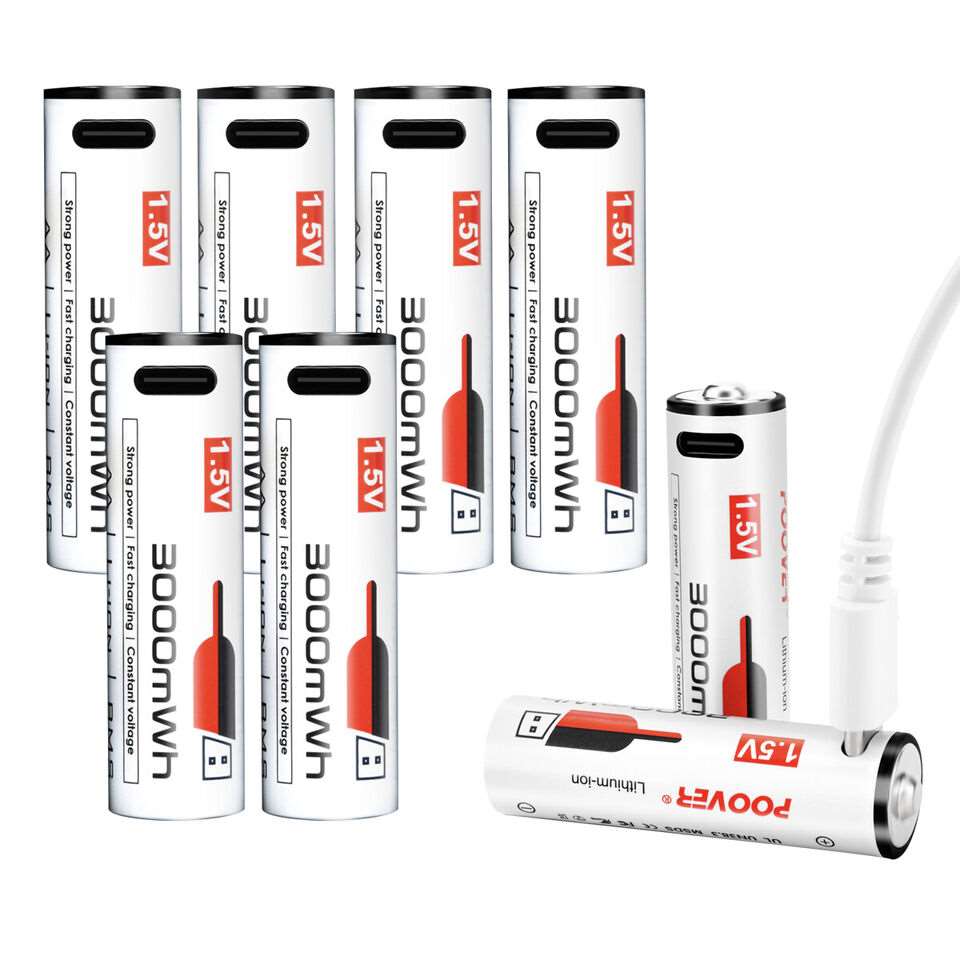 POOVER 1.5V USB AA Lithium ion Batteries 3000mWh– POOVER.TECH