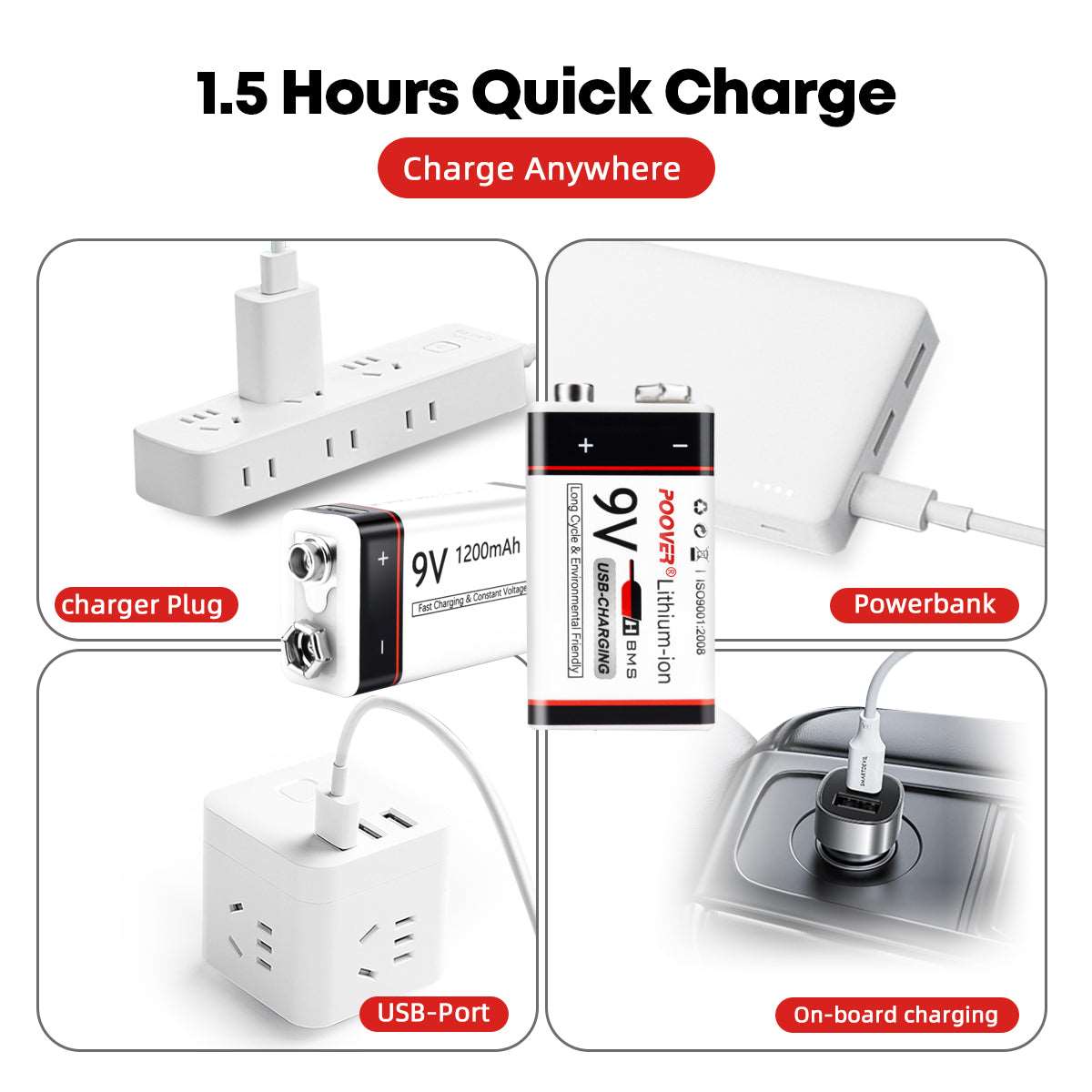 POOVER USB 9V Lithium ion Batteries 1200mAh– POOVER.TECH